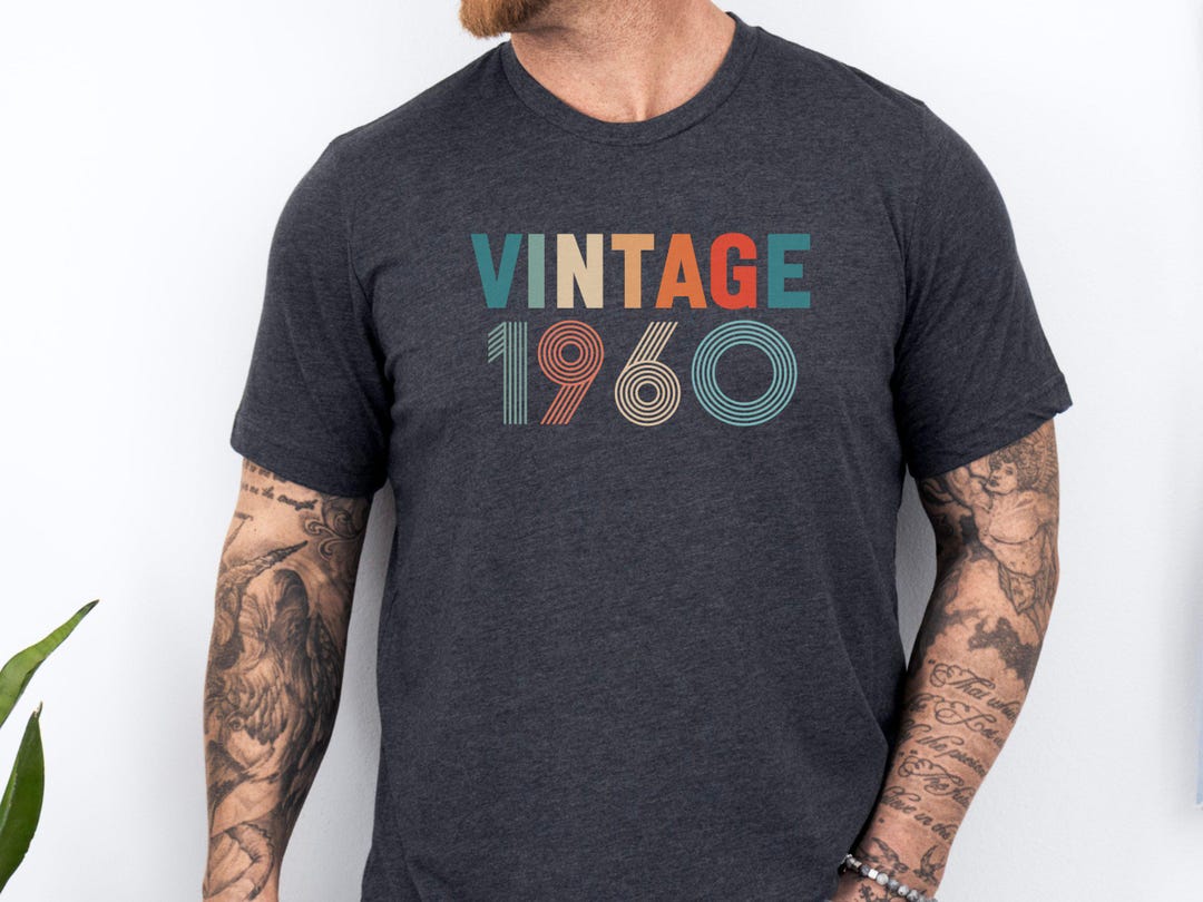 Retro Vintage 1960 Graphic Tee, 1960 Birthday Shirt, Sixties Nostalgia ...