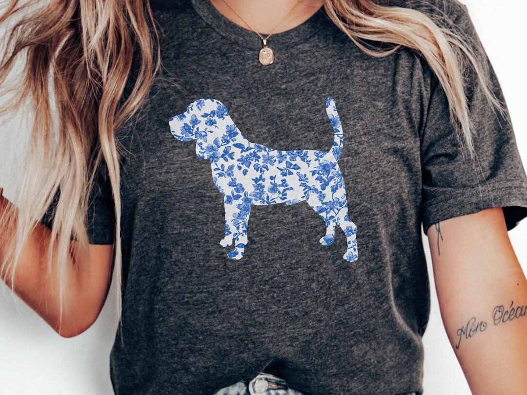 Floral Dog Silhouette Graphic Tee, Artistic Dog Print T-shirt, Unique ...