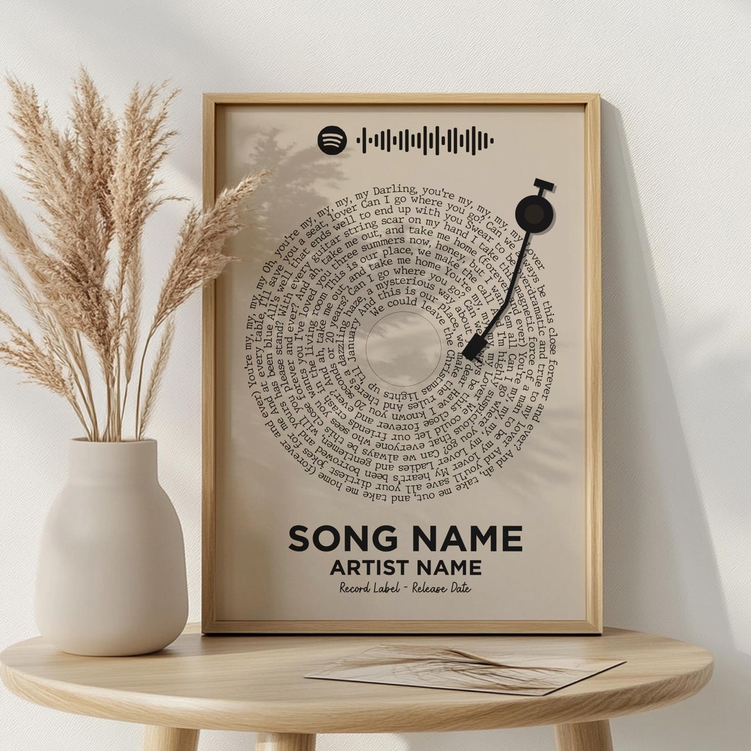 Custom Song Lyrics Print, Customizable Music Gift, Personalised Vinyl ...