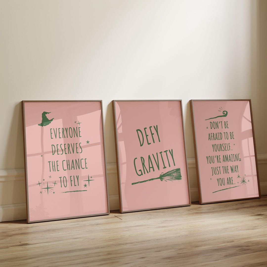 Wicked Quote Set of 3 Framed Canvas Prints Wall Art Modern Minimalist ...