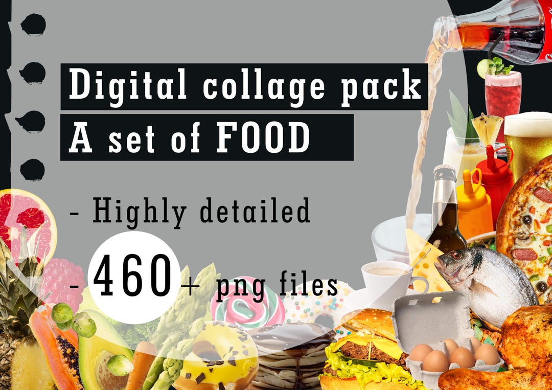 Digital Collage Pack, Collage Creator. A Set of Food Png Files - Etsy