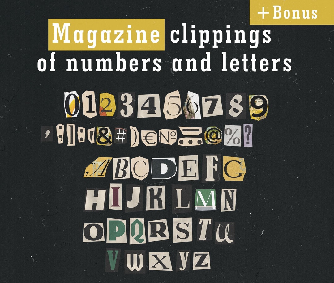 Magazine Clippings of Numbers and Letters + Bonus ( Different Paper ...