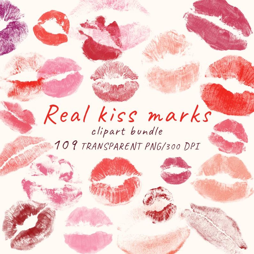 Сlipart of Realistic Lipstick Marks, Collage Creator, Kiss for ...