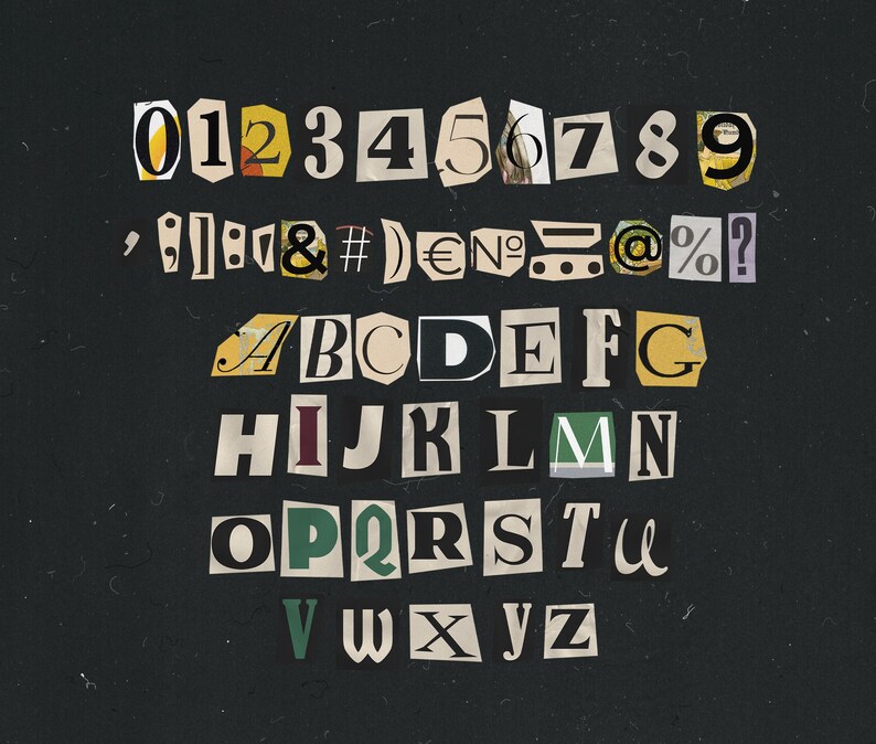 Ransom Letter PNG Alphabet: Vintage Collage Cutout Letters (digital ...