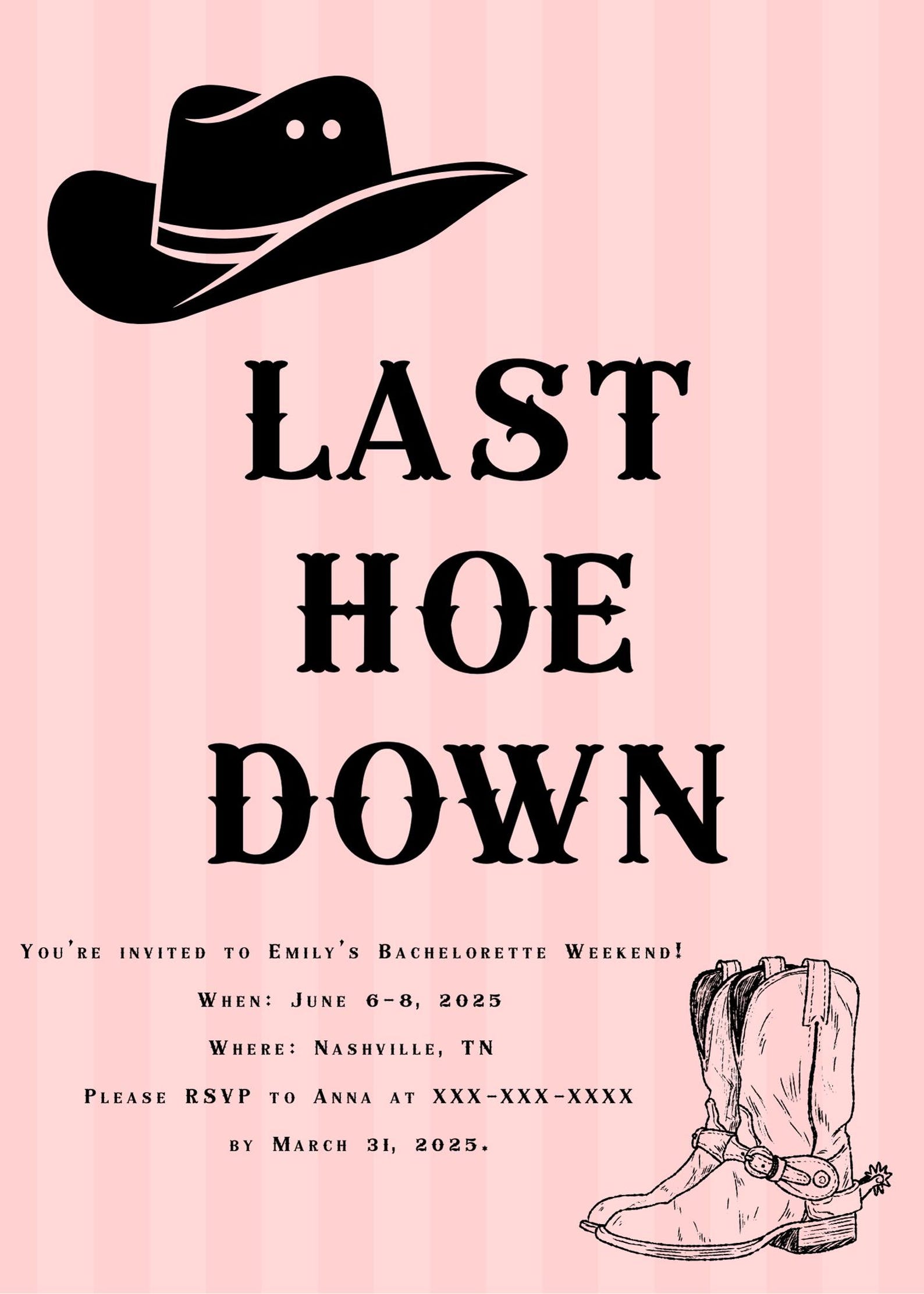 Last Hoe Down Bachelorette Invitation - Etsy