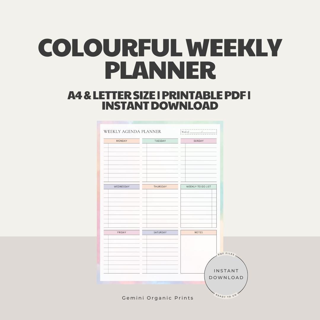 Weekly Schedule, Daily Planner, to Do List Printable, Weekly Planner ...