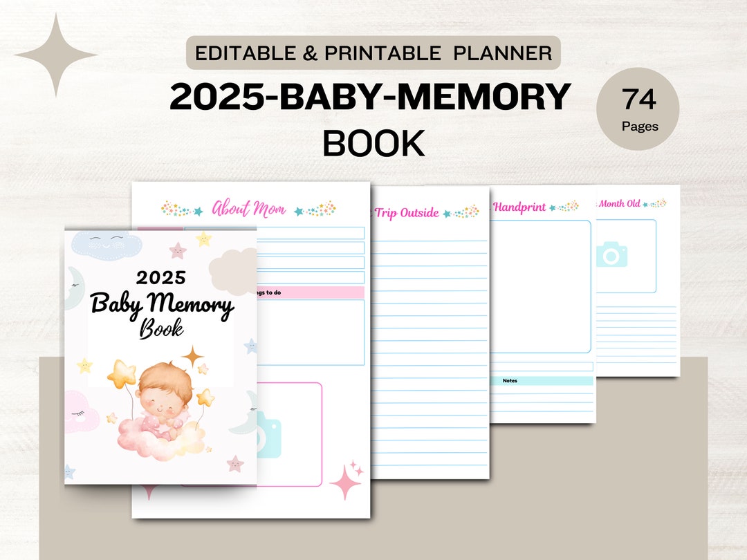 2025 Baby Memory Book | Editable Canva & Printable PDF | Milestone ...