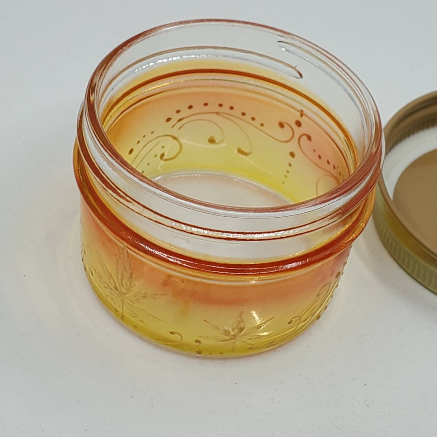 Buy Hand Stained Hand Painted Glass Nug Jar Wide Mouth Orange Fading to ...