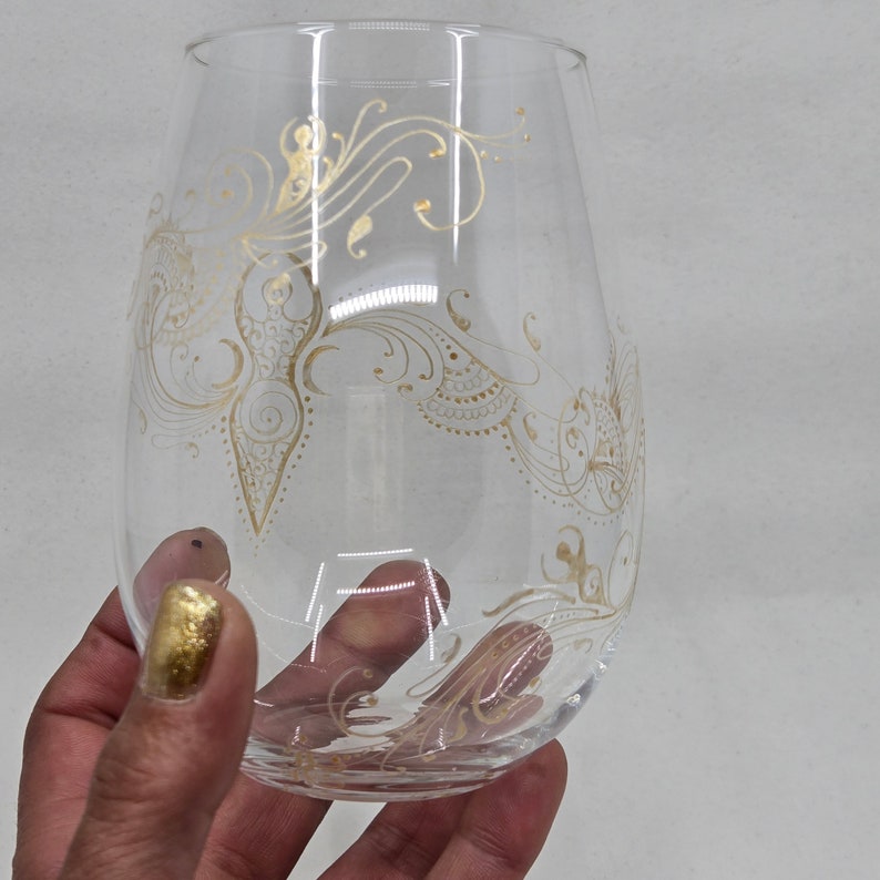 Hand Painted Sacred Goddess Chalice Goblet Wine Glass . Goddess Figure ...