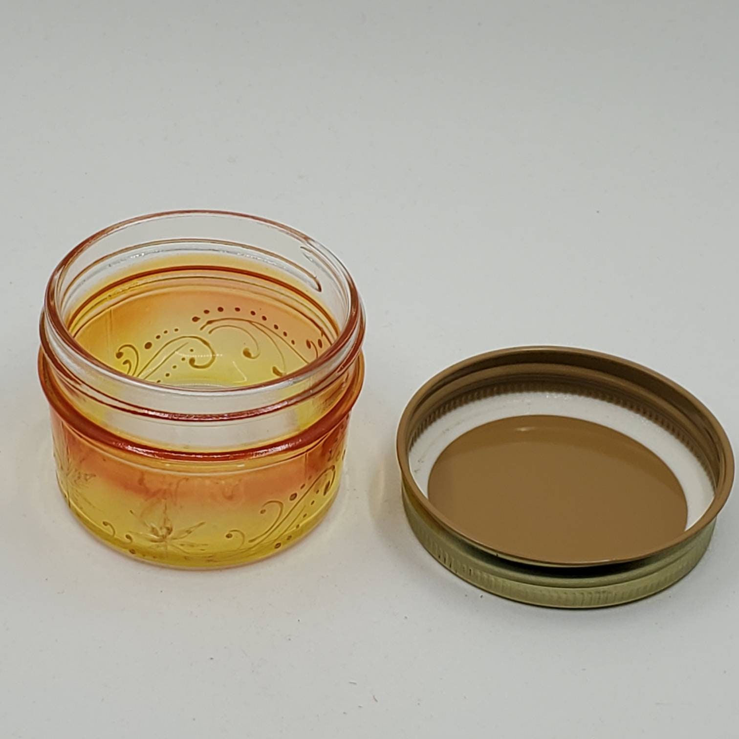 Buy Hand Stained Hand Painted Glass Nug Jar Wide Mouth Orange Fading to ...