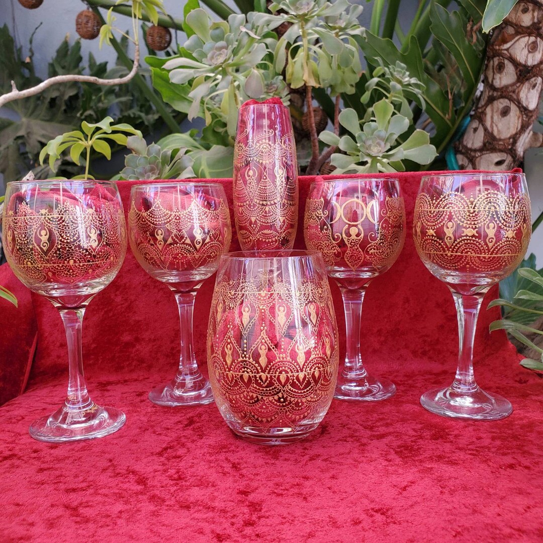 Hand Painted Sacred Goddess Chalice Champagne Glass . Goddess Figure ...