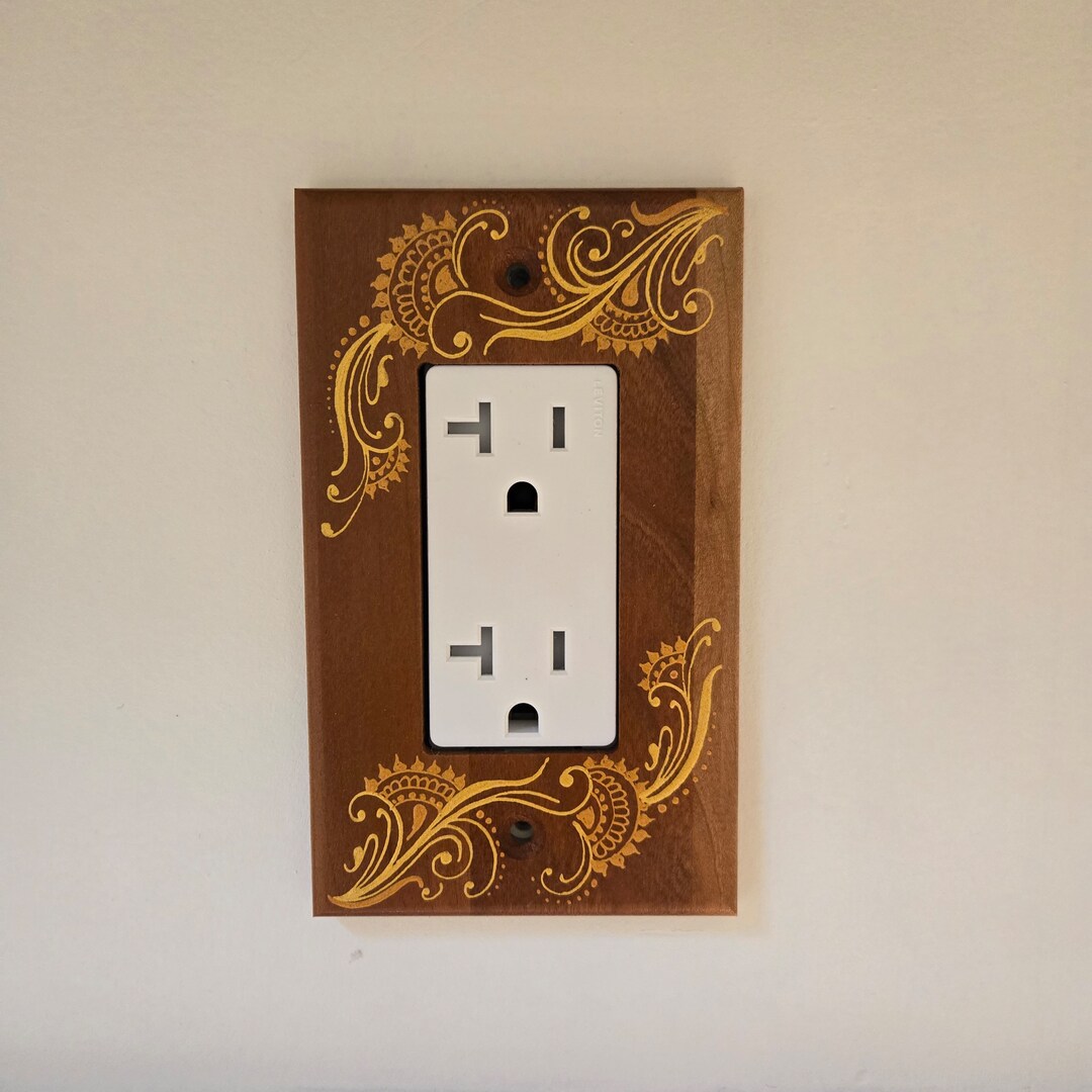 Hand Painted Cherry Wood Switch / Cover / Wall Plate for Paddle Switch ...