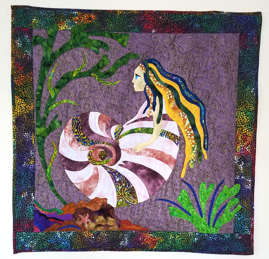 Mermaid Sea Witch Quilt: Batik Wall Hanging, Original Design - Etsy