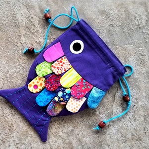 Girls Purse Fish Purse Frilly Fish Purple Hot Pink Blue Colored Scales ...