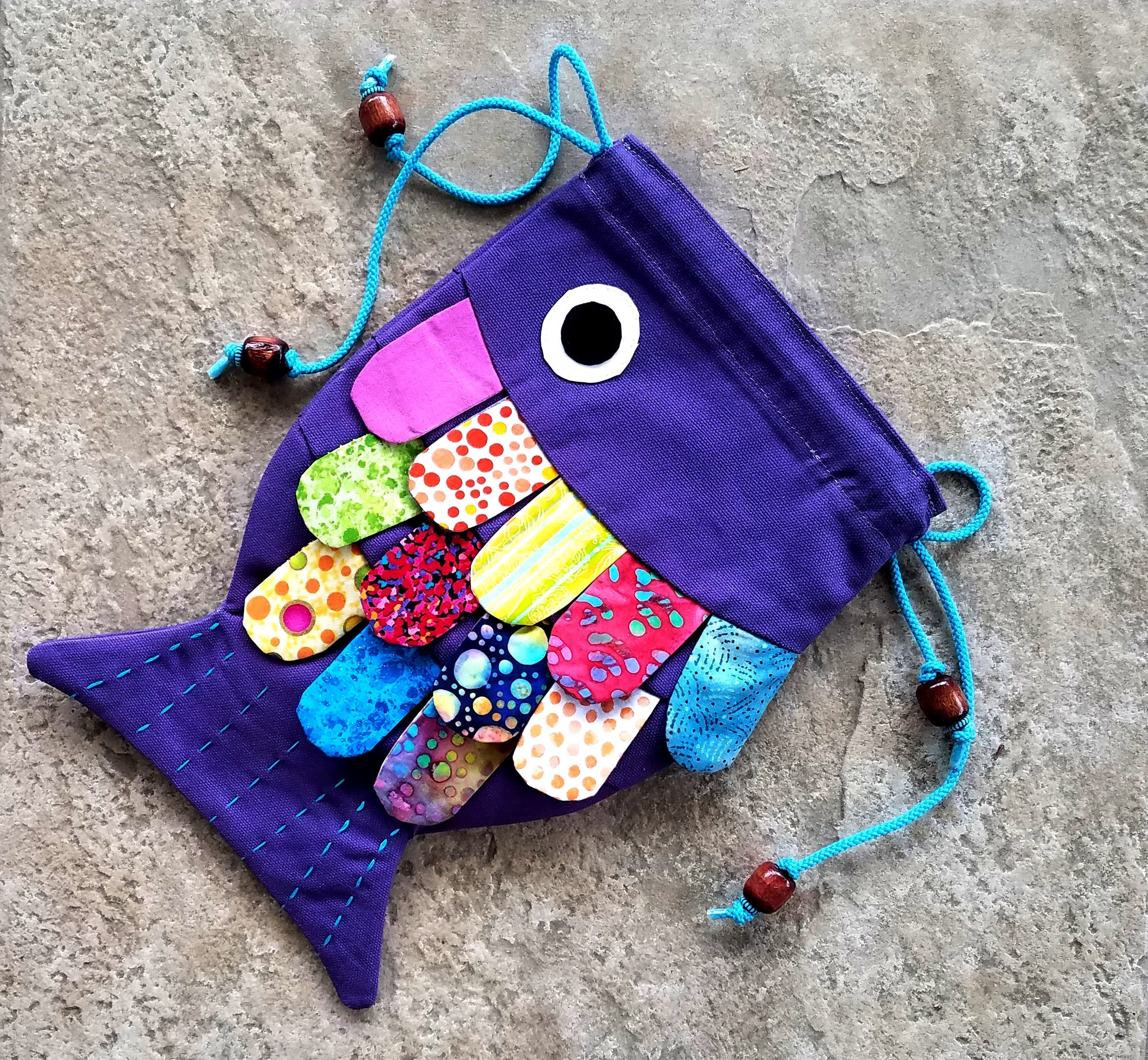 Girls Purse Fish Purse Frilly Fish Purple Hot Pink Blue Colored Scales ...