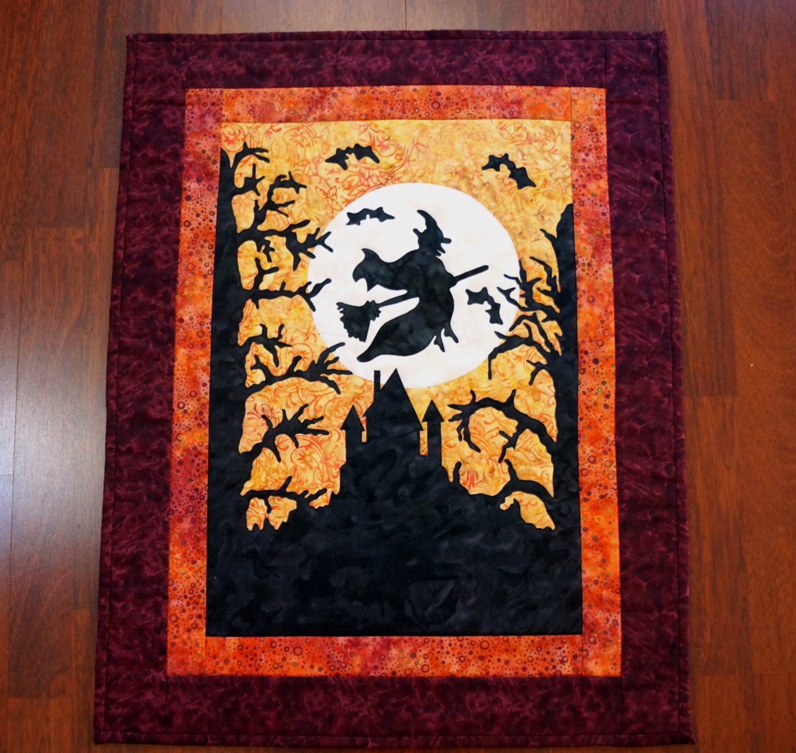 Halloween Witch Quilt Wall Hanging Witchy Woman Fiber Art Applique ...