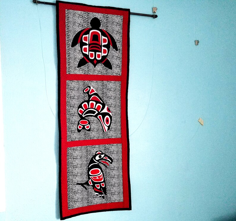 North West Coast Design Art Quilt Turtle Raven Fish Spirit Tlingit ...