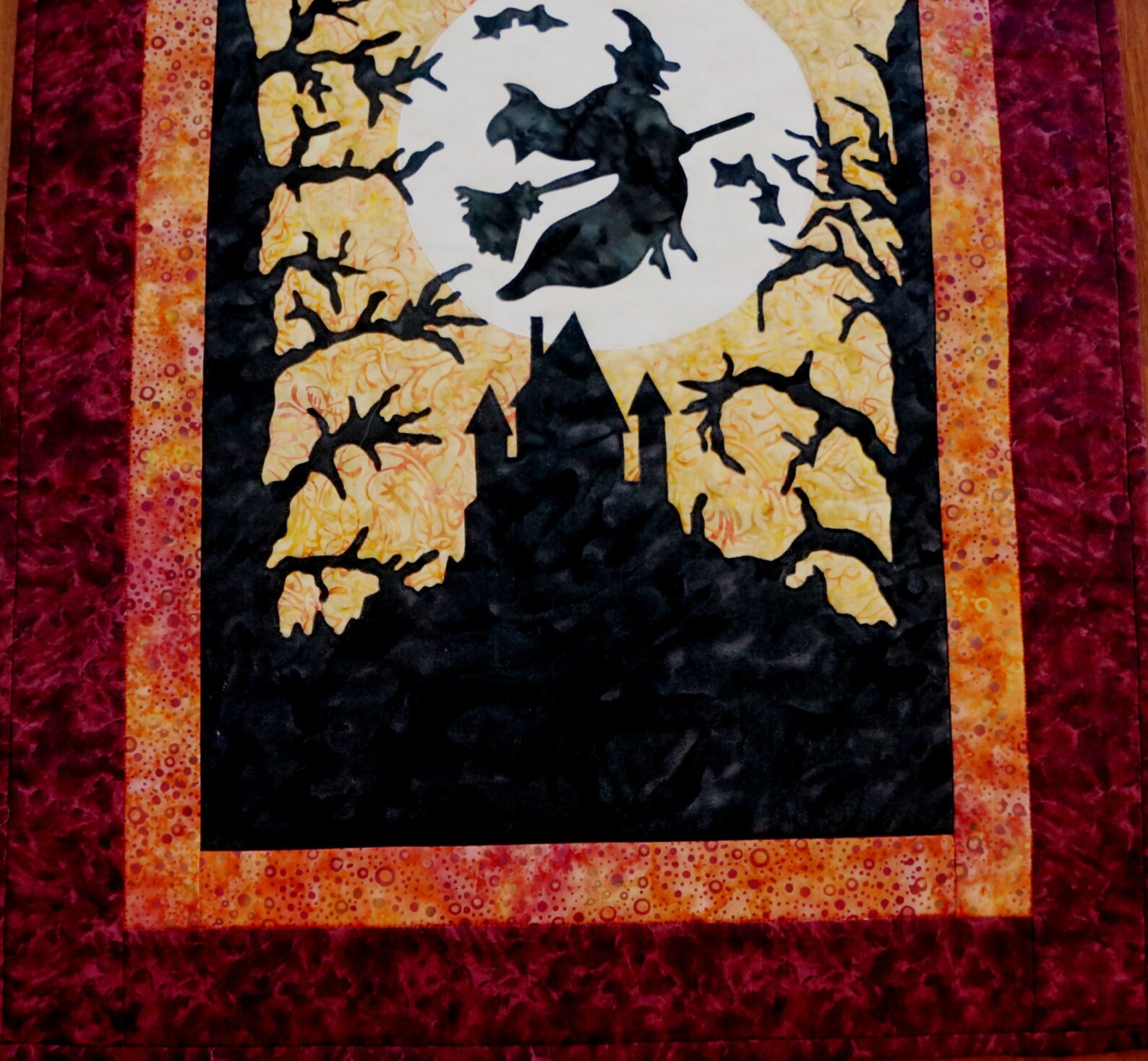 Halloween Witch Quilt Wall Hanging Witchy Woman Fiber Art Applique ...