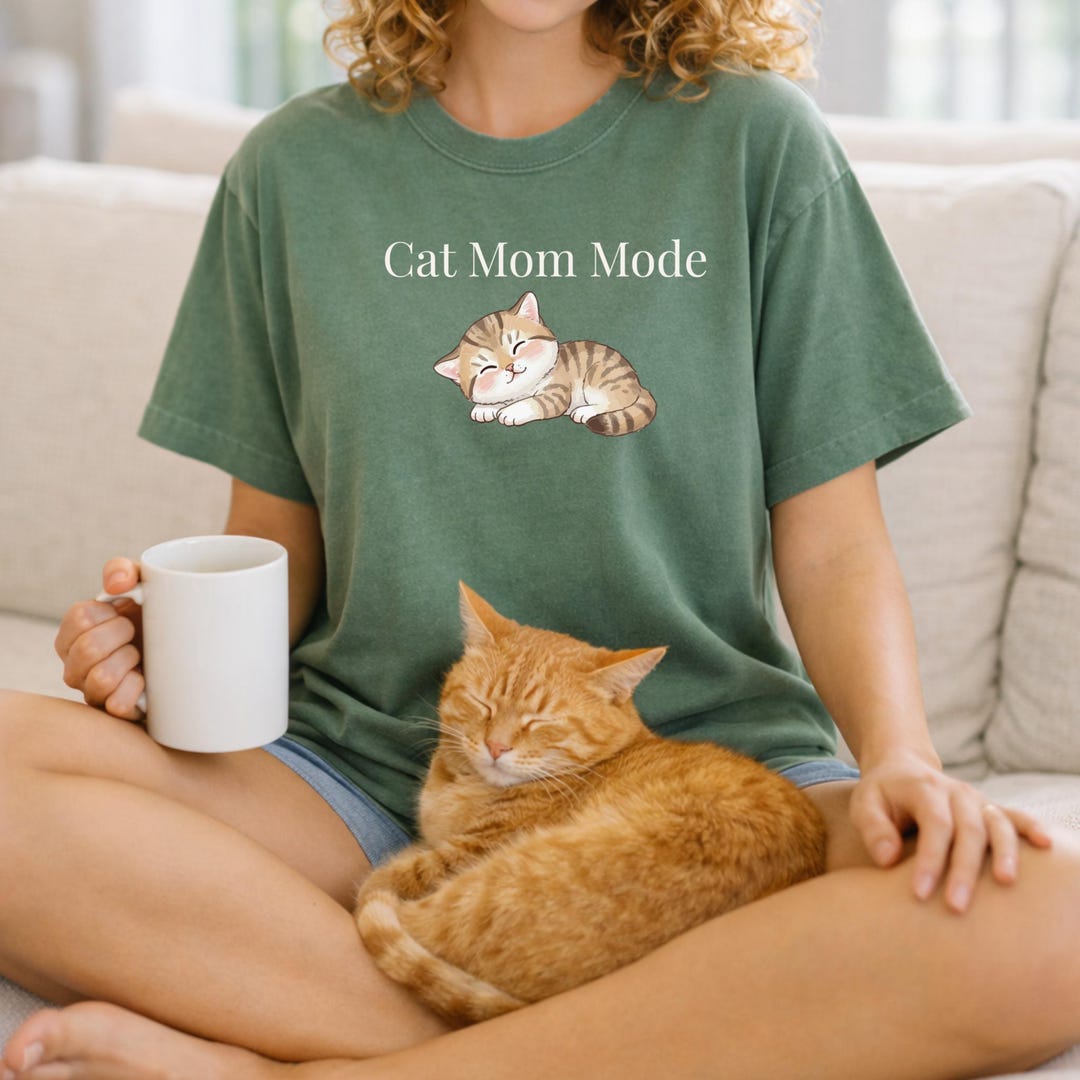 Cat Mom Mode Comfort Colors Tee, Cozy Cat Lover Shirt - Etsy