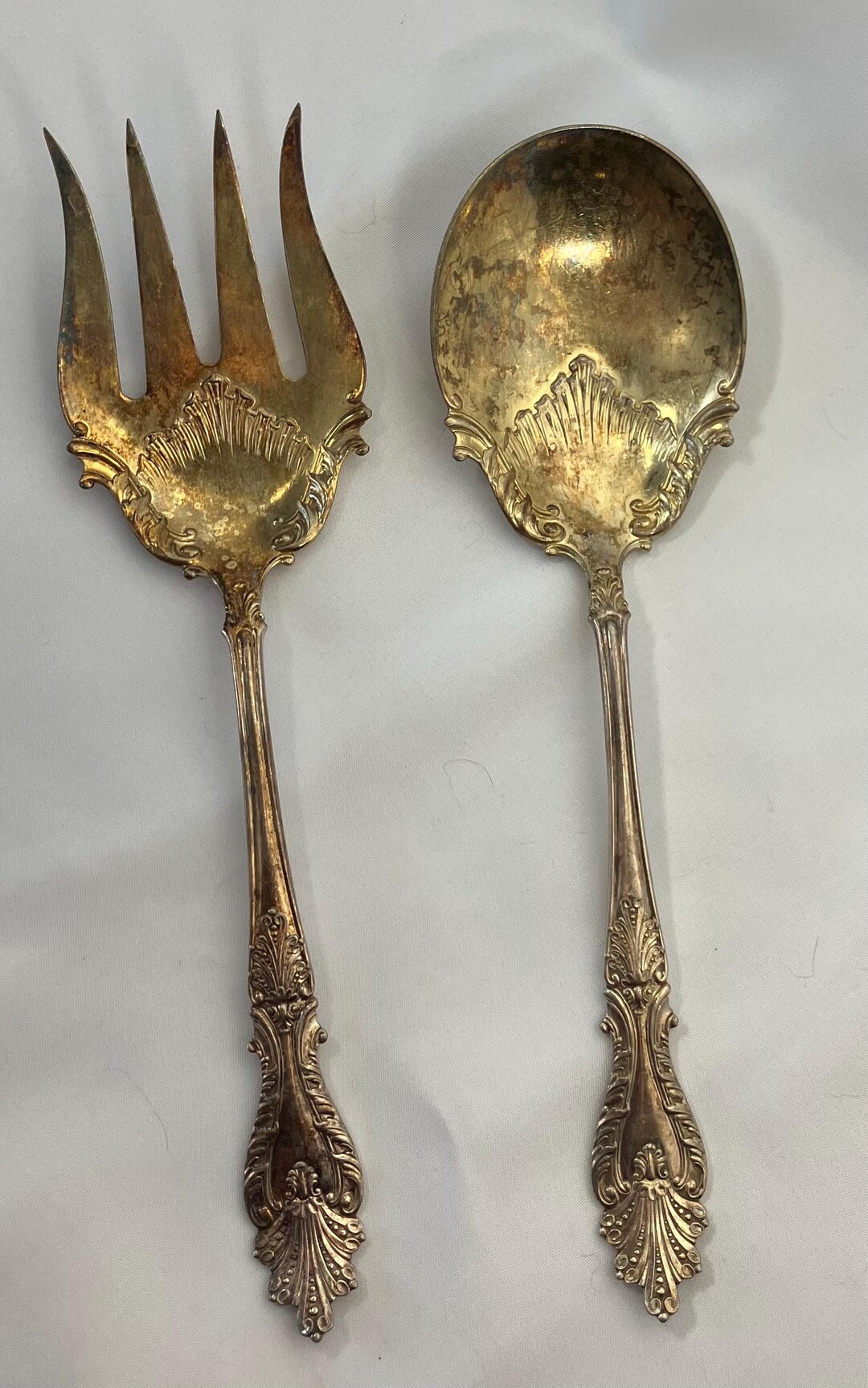 Antique 1896 “RAPHAEL” BY Rogers & Hamilton Silverplate Salad Set With ...
