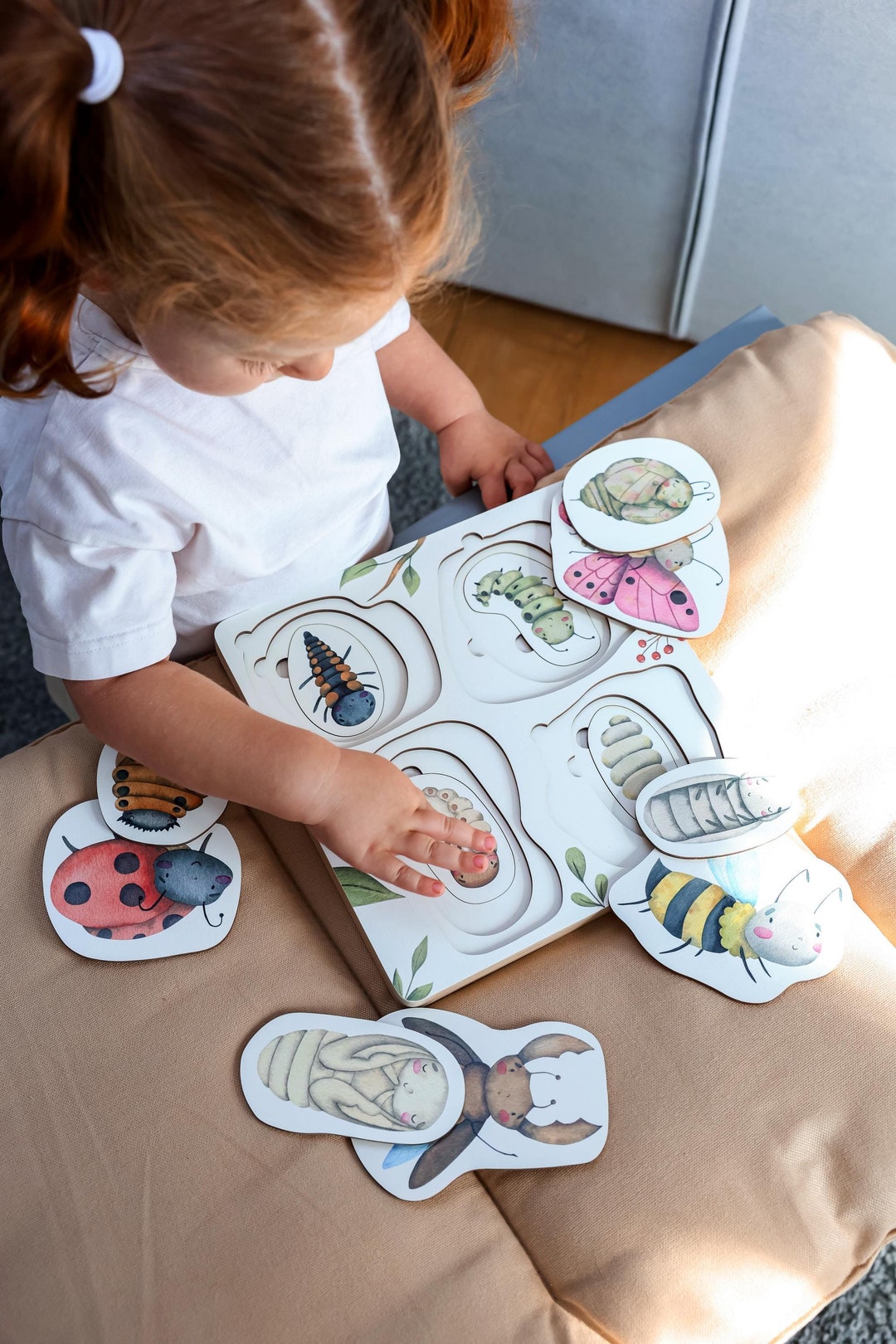Montessori Puzzle Set: Insects, Bees, Ants Sensory Activity Wooden ...