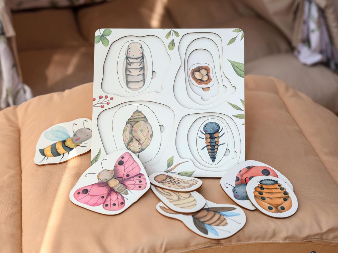 Sensory Activity Puzzle With Insects, Wooden Puzzles for Kids ...