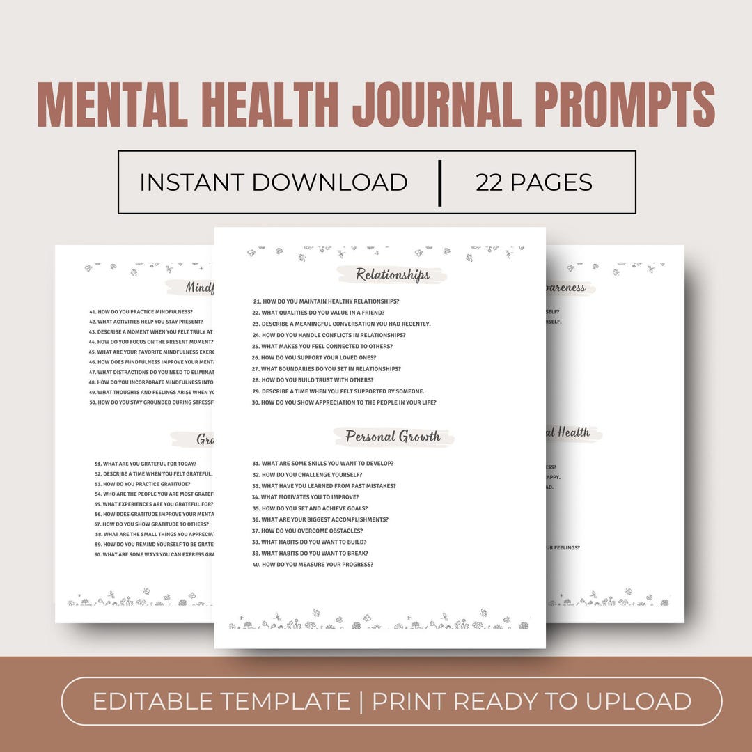 Mental Health Journal Prompts, Anxiety Journal, Mood Tracker, Shadow ...