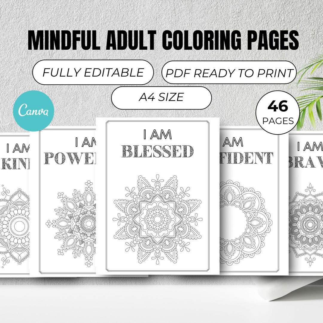 Mindful Adult Coloring Pages, Coloring Pages for Anxiety Relief, Hand ...
