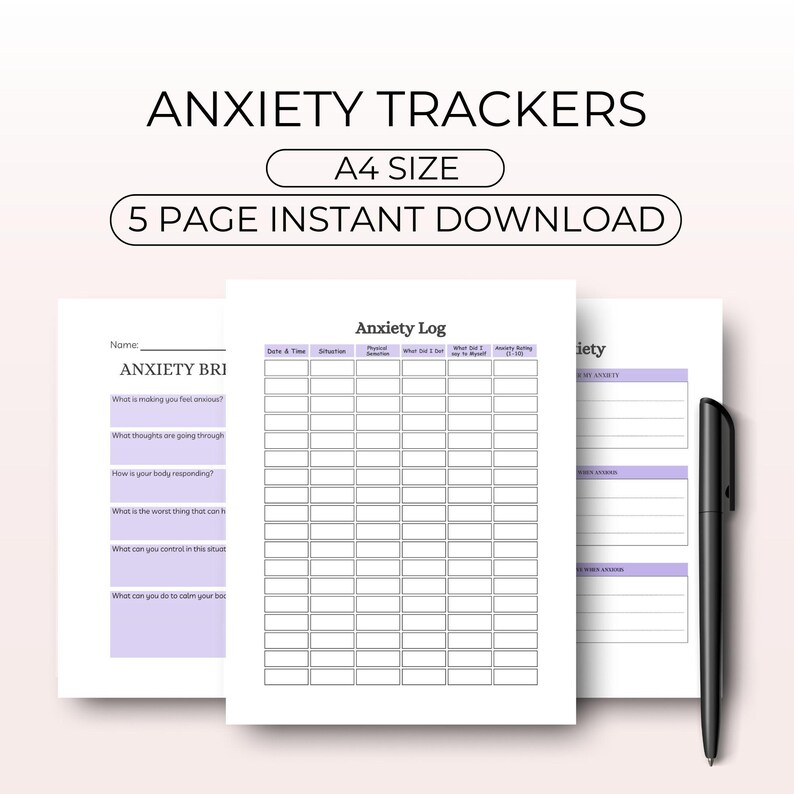Anxiety Tracker Printable Template, Track Daily Anxiety Levels, Anxiety ...