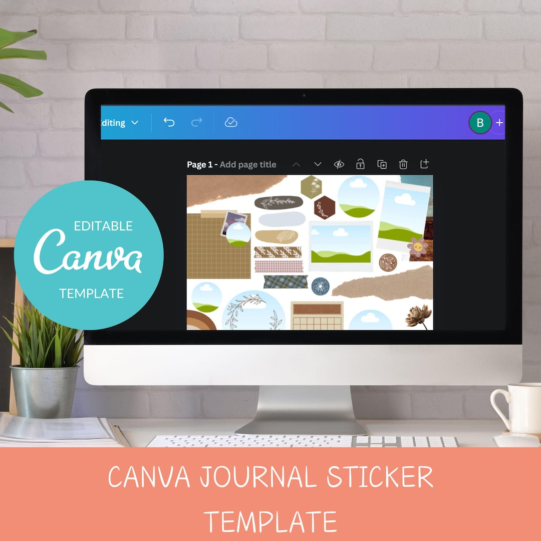 Canva Sticker Template for Cricut, Printable Planner Stickers, Editable ...