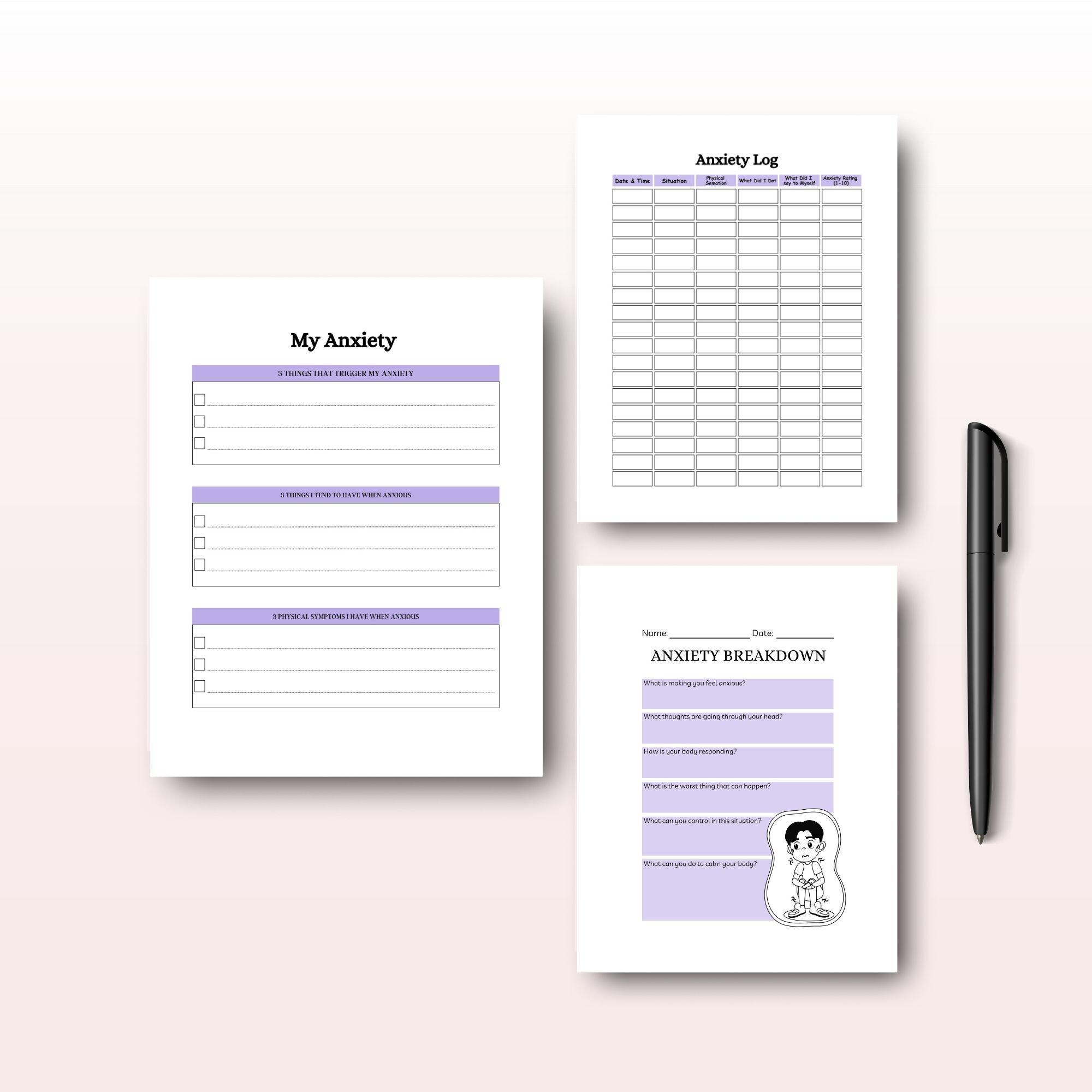 Anxiety Tracker Printable Template, Track Daily Anxiety Levels, Anxiety ...