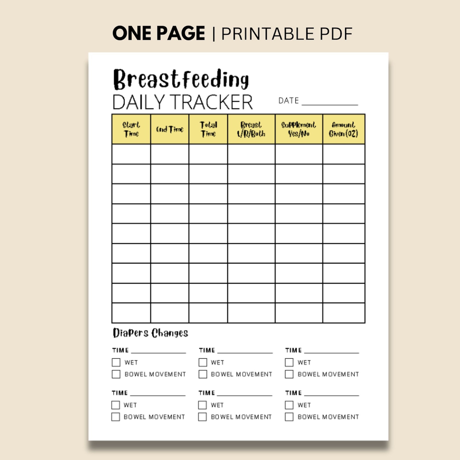 Breast Feeding Log Printable, Baby Daily Log Template, Baby Care ...