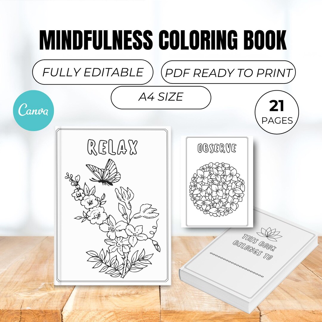 Mindfulness Coloring Book, Coloring Pages for Anxiety Relief, Hand ...