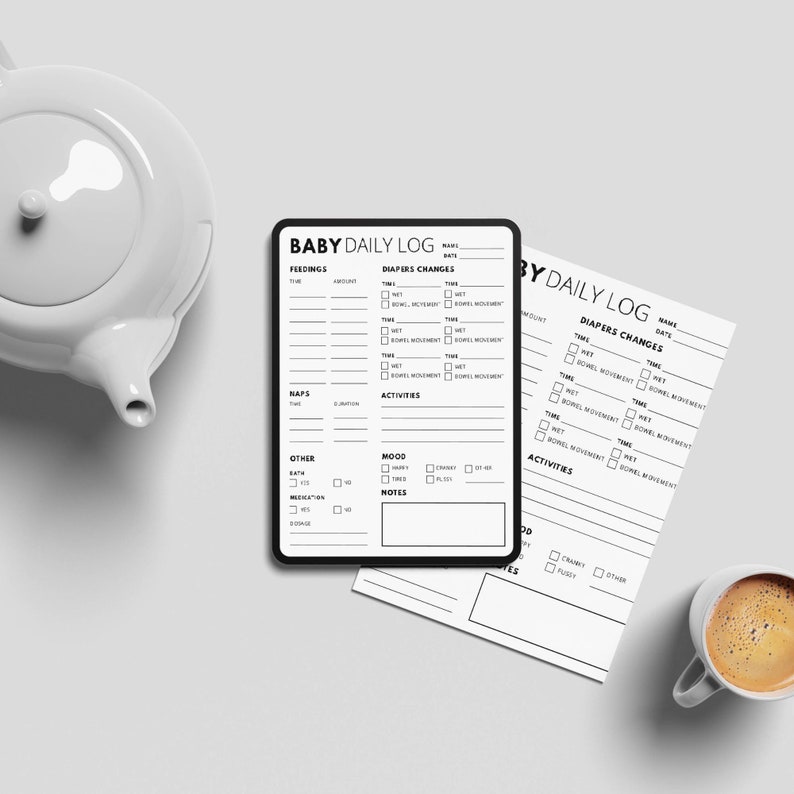 Infant Daily Log Printable, Baby Daily Log Template, Baby Care Tracker ...