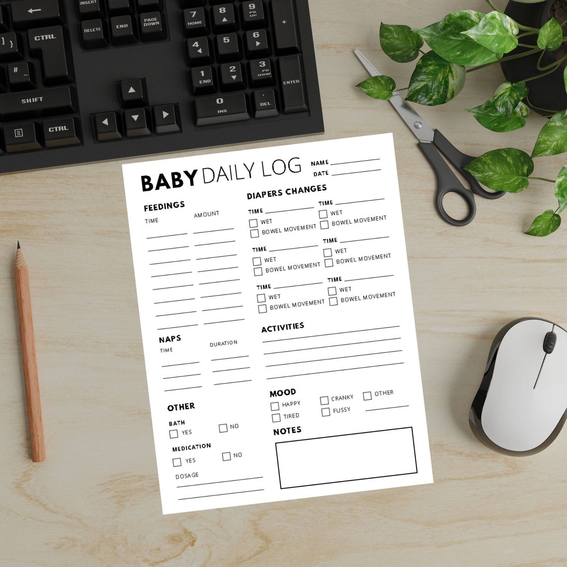 Infant Daily Log Printable, Baby Daily Log Template, Baby Care Tracker ...