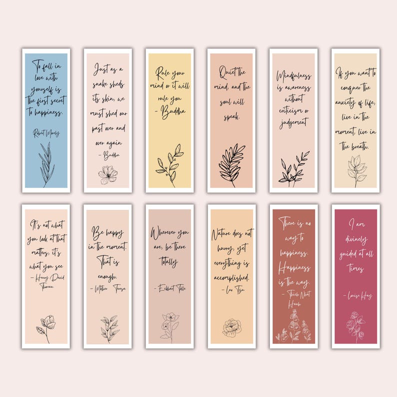 Printable Mindfulness Bookmark for Book Lovers Gift DIY Bookmark SVG ...