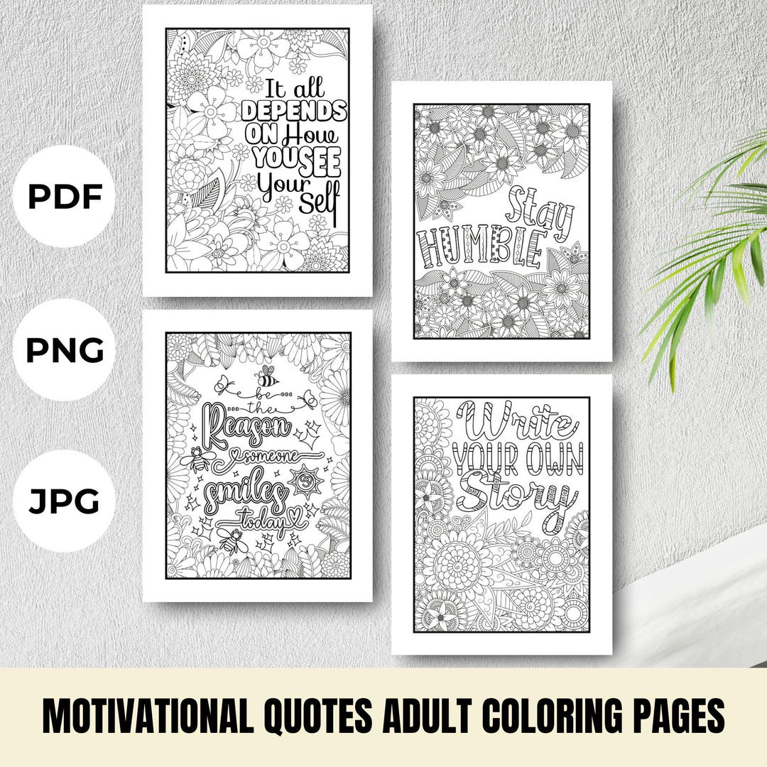 Mental Health Motivational Quotes Coloring Pages for Anxiety Relief ...