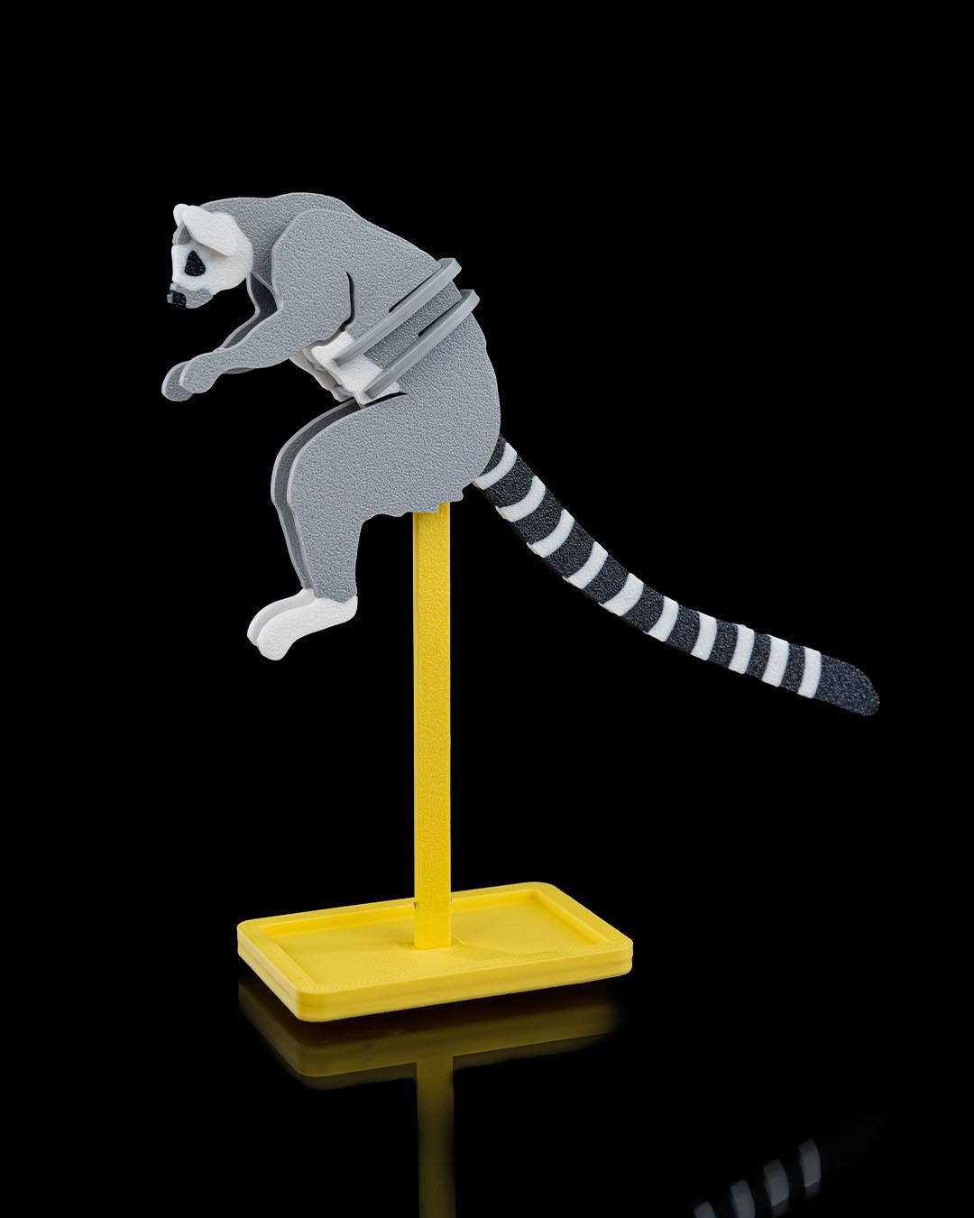 3D Printed Lemur Kit Card Walking and Jumping Poses Snap Apart and ...