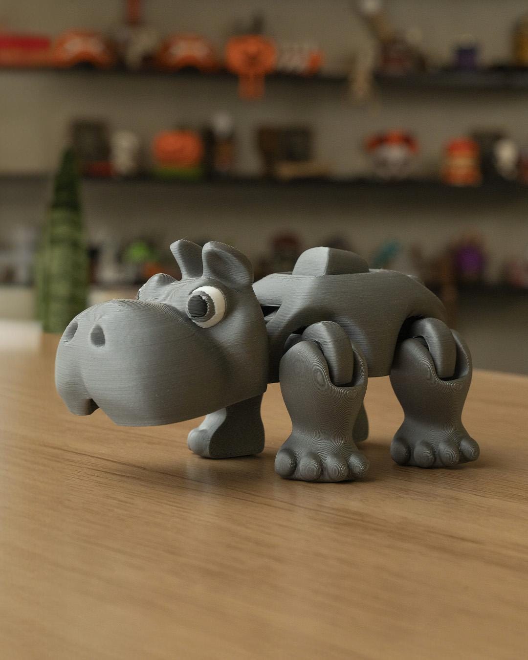 3D Printed Articulated Hippo - Interactive Press-button Mouth - Great ...
