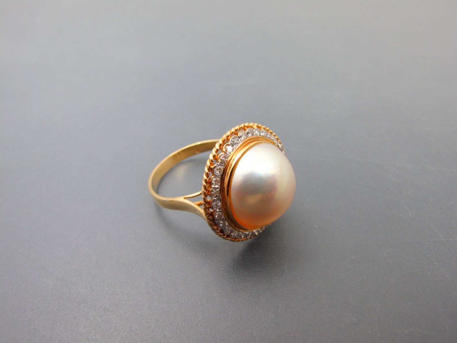 14K Solid Yellow Gold Fine Jewelry, Natural Mabe Pearl and Genuine ...