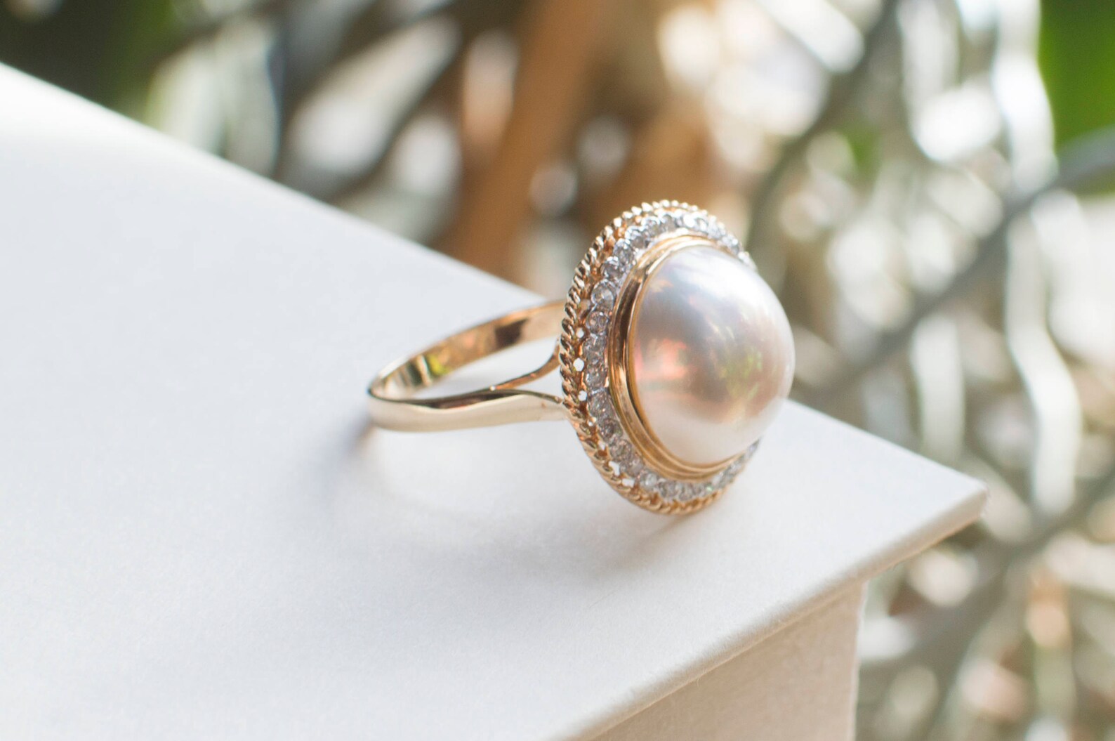 14K Solid Yellow Gold Fine Jewelry, Natural Mabe Pearl and Genuine ...