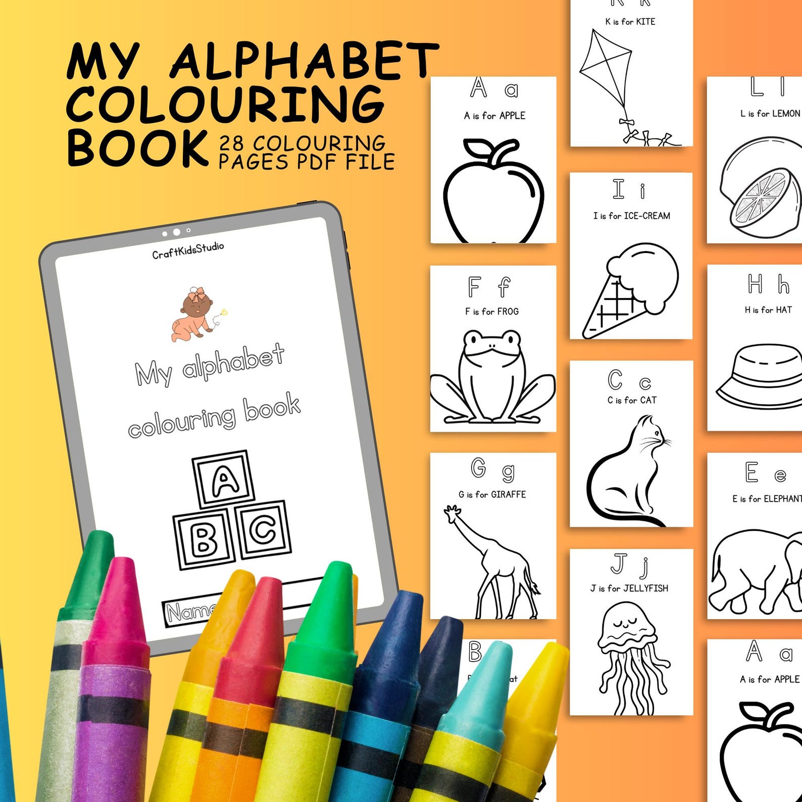 My Alphabet Colouring Book for Kids Early Learning Activity Book ABC ...