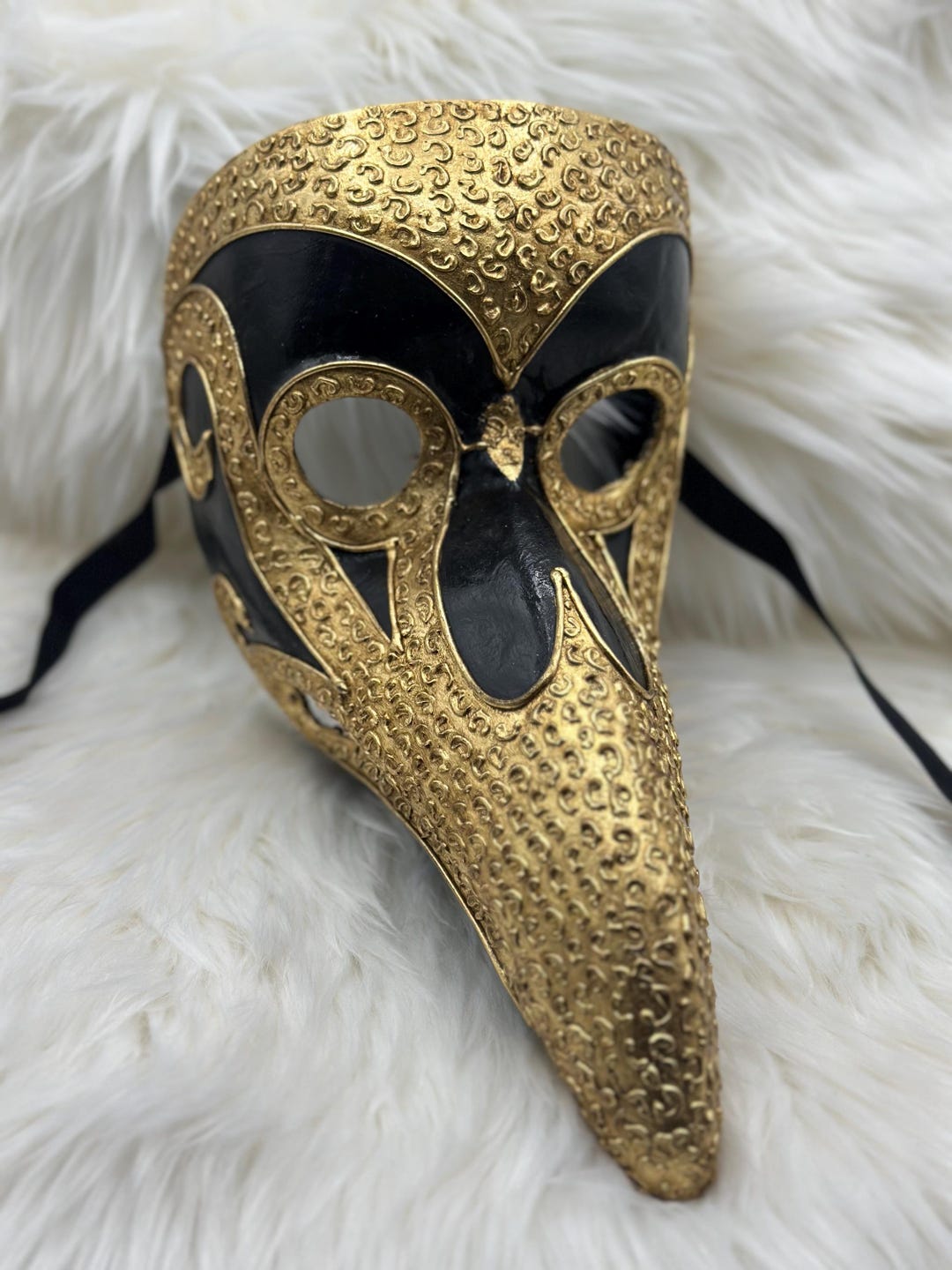 Handcrafted Gold & Black Venetian Plague Doctor Mask – Papier-mâché ...