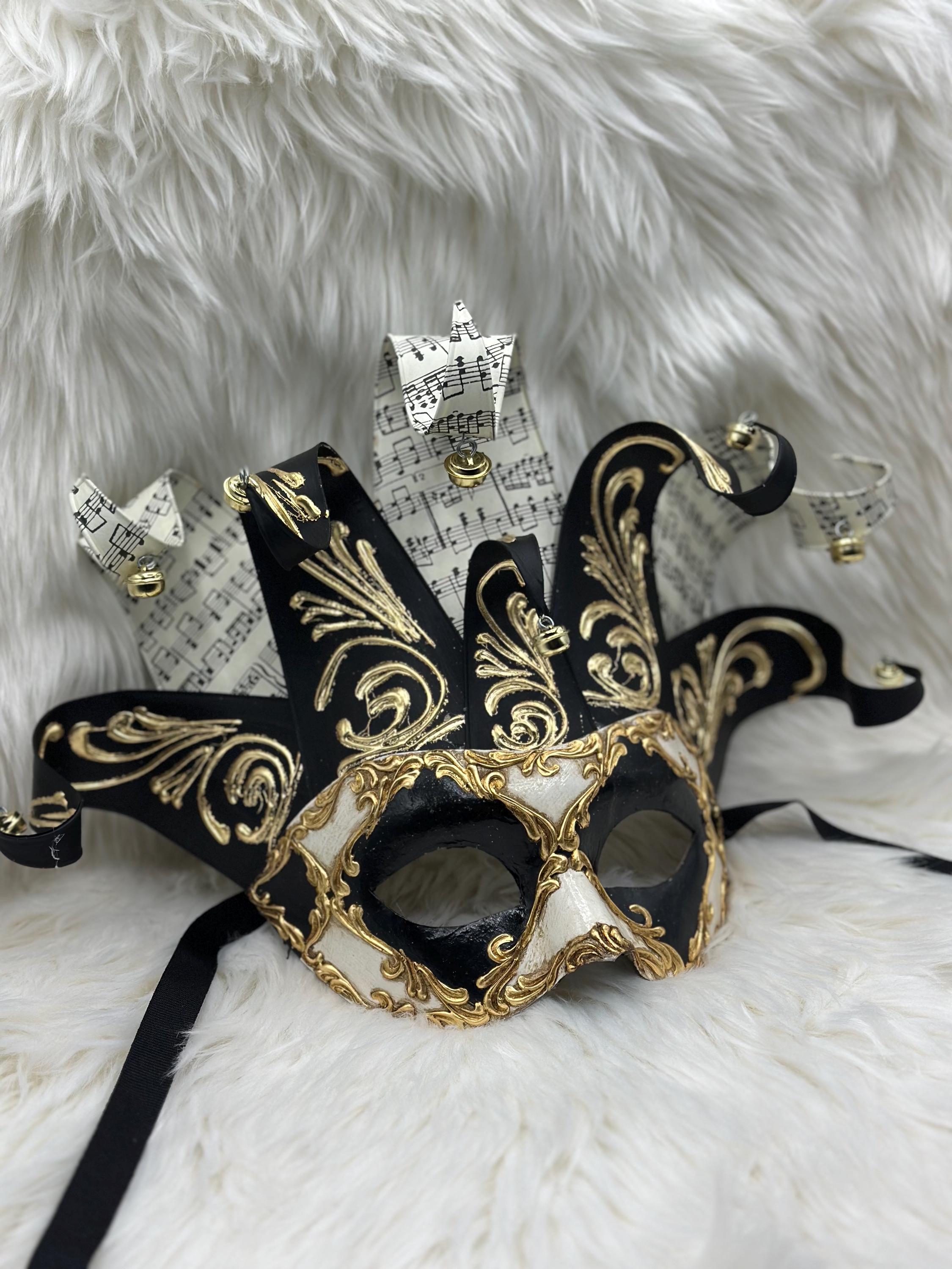Handmade Jester Masquerade Mask: Venetian Jolly Mask With Music Sheet ...