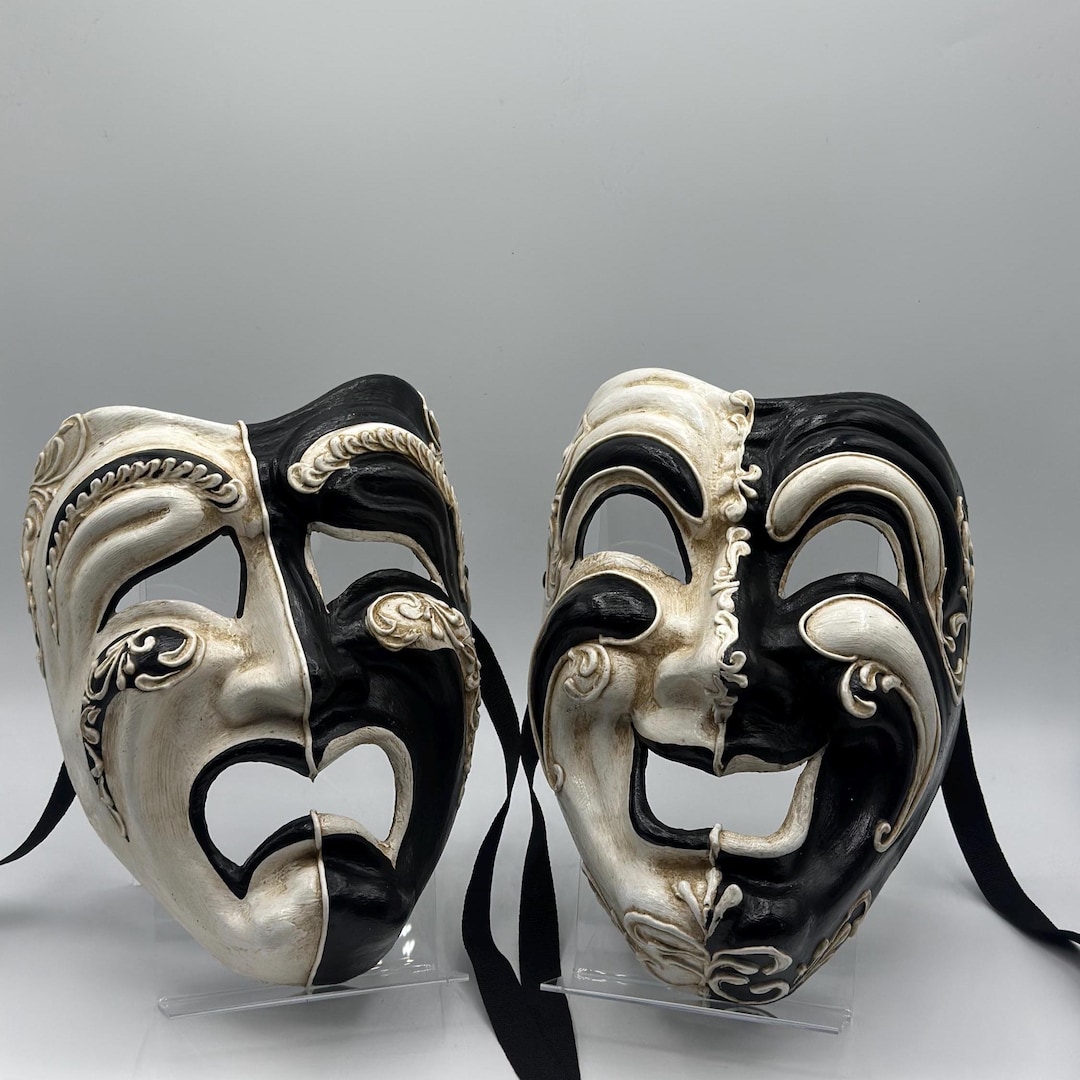 Comedy Tragedy Masks Set: Wearable and Decoration Paper Mache Venetian ...