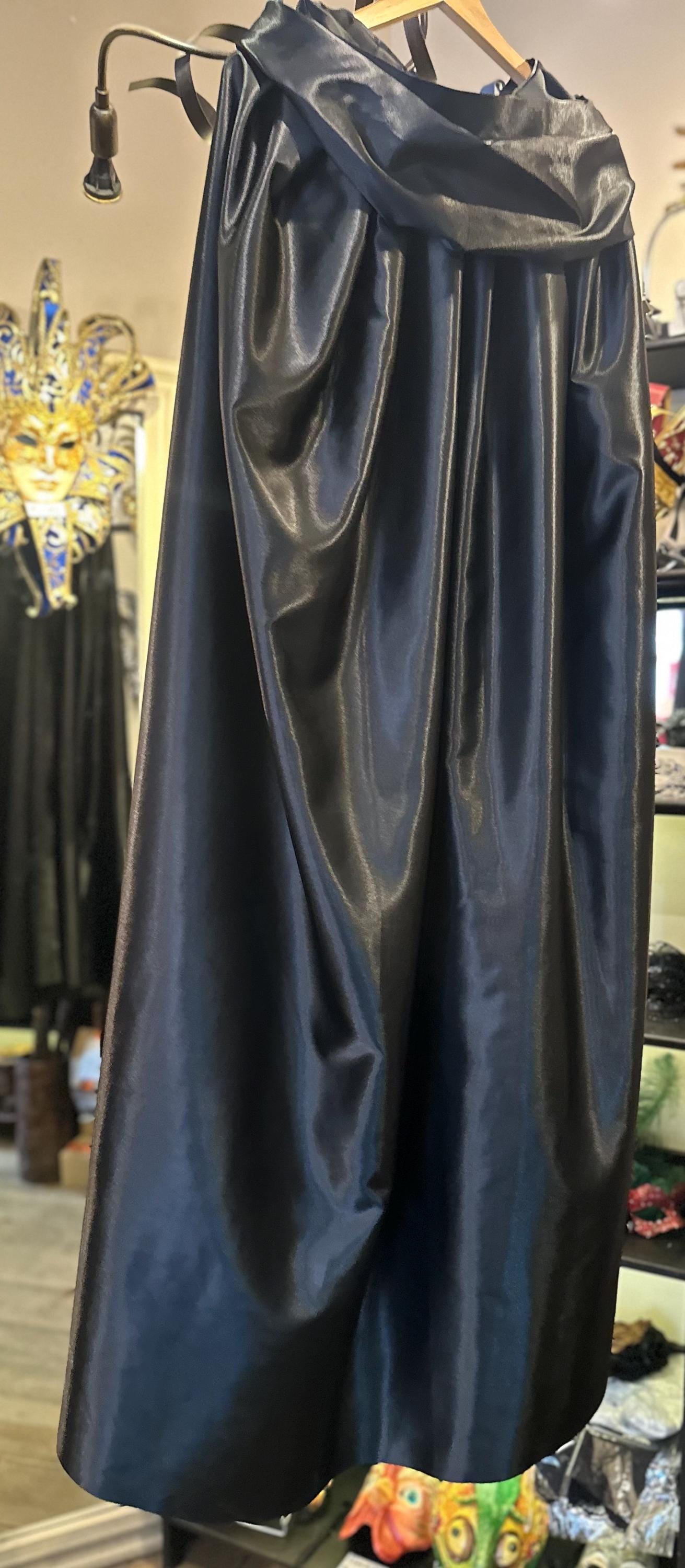 Cape With a Hood in Black Satin. Eyes Wide Shut Cape and Halloween Cape ...