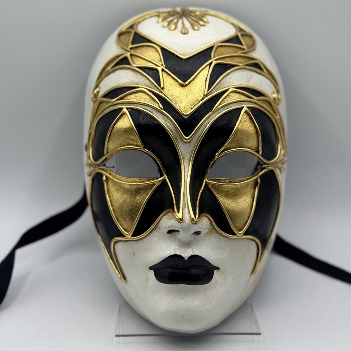 Full-face Costume Mask in Gold Black and White With Black Lips ...