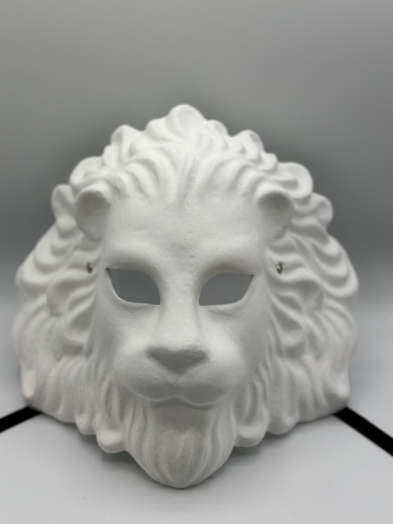 White Paper Mache Lion Mask – Wearable , Paintable or Decorative Animal ...