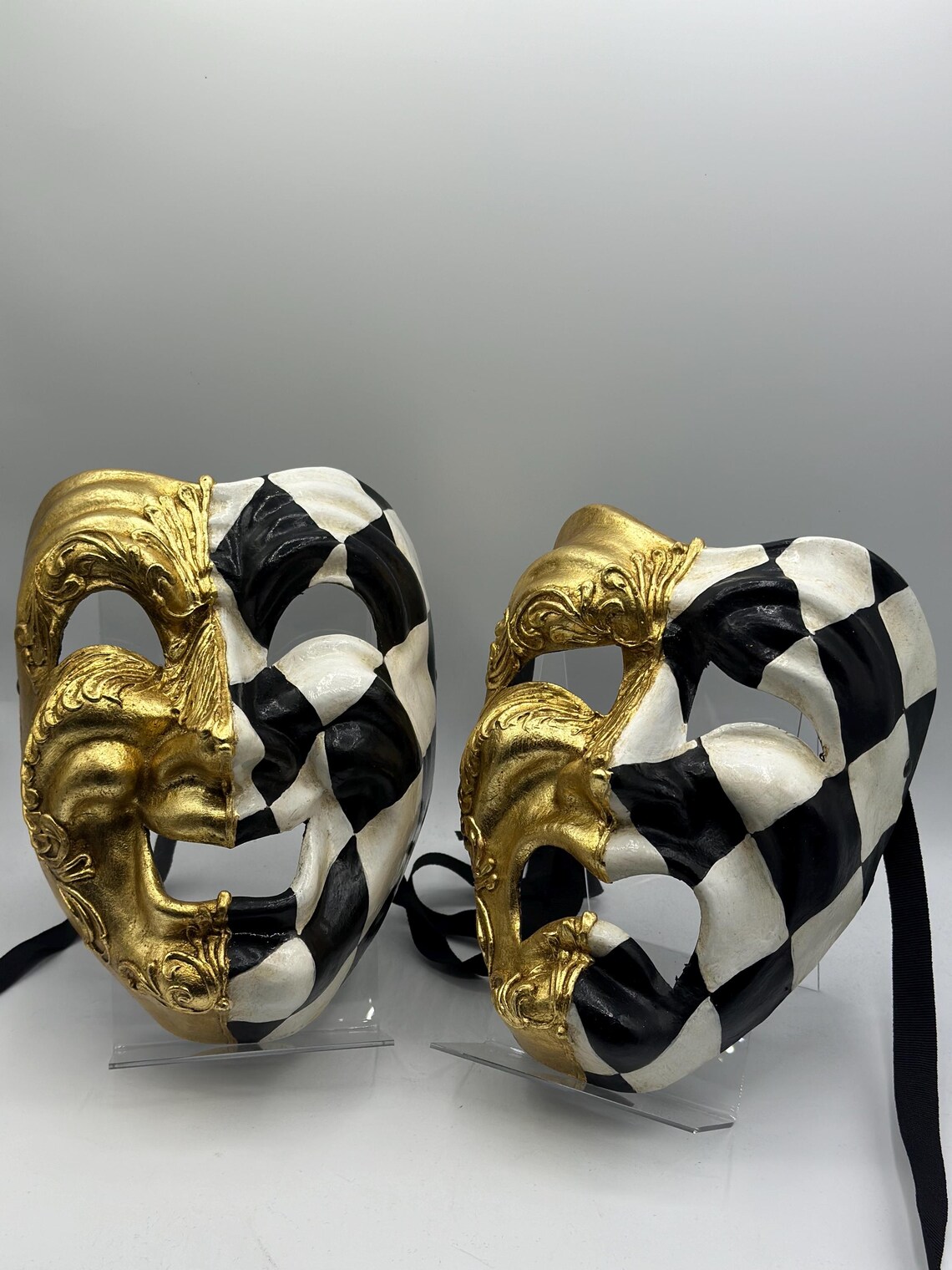 Comedy Tragedy Masks Set: Gold & Black/white, Wearable and Home Decor ...
