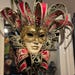 Pierrot Mask Woman, Red Eye Black Eye, Red Lips and White and Gold on ...